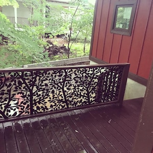 Steel Railing Panel Insert: Trees, Leaves, Birds - 54''x36'' Metal Art ...