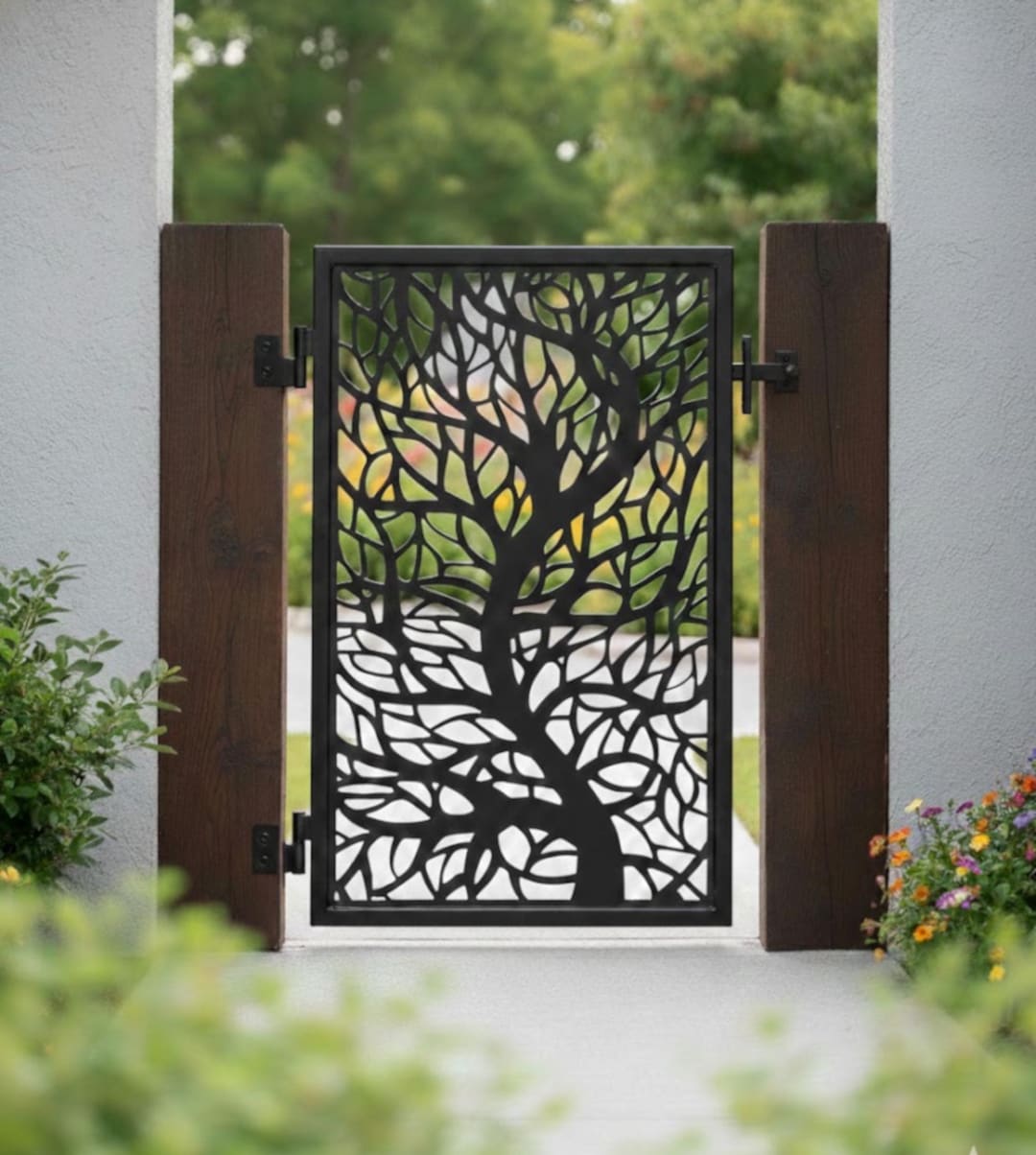 Plasma Cut Tree Metal Privacy Screen - Garden Gate Panel Model#p7 - Etsy