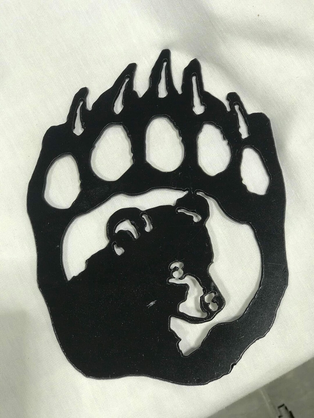 Bear Claw Sign Metal Bear Track With Bear Cabin Wall Art Bear Paw ...