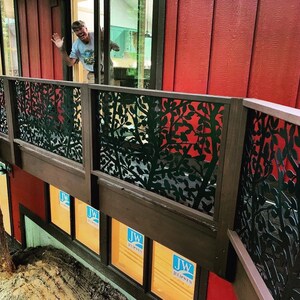 Steel Railing Panel Insert: Trees, Leaves, Birds - 54''x36'' Metal Art ...