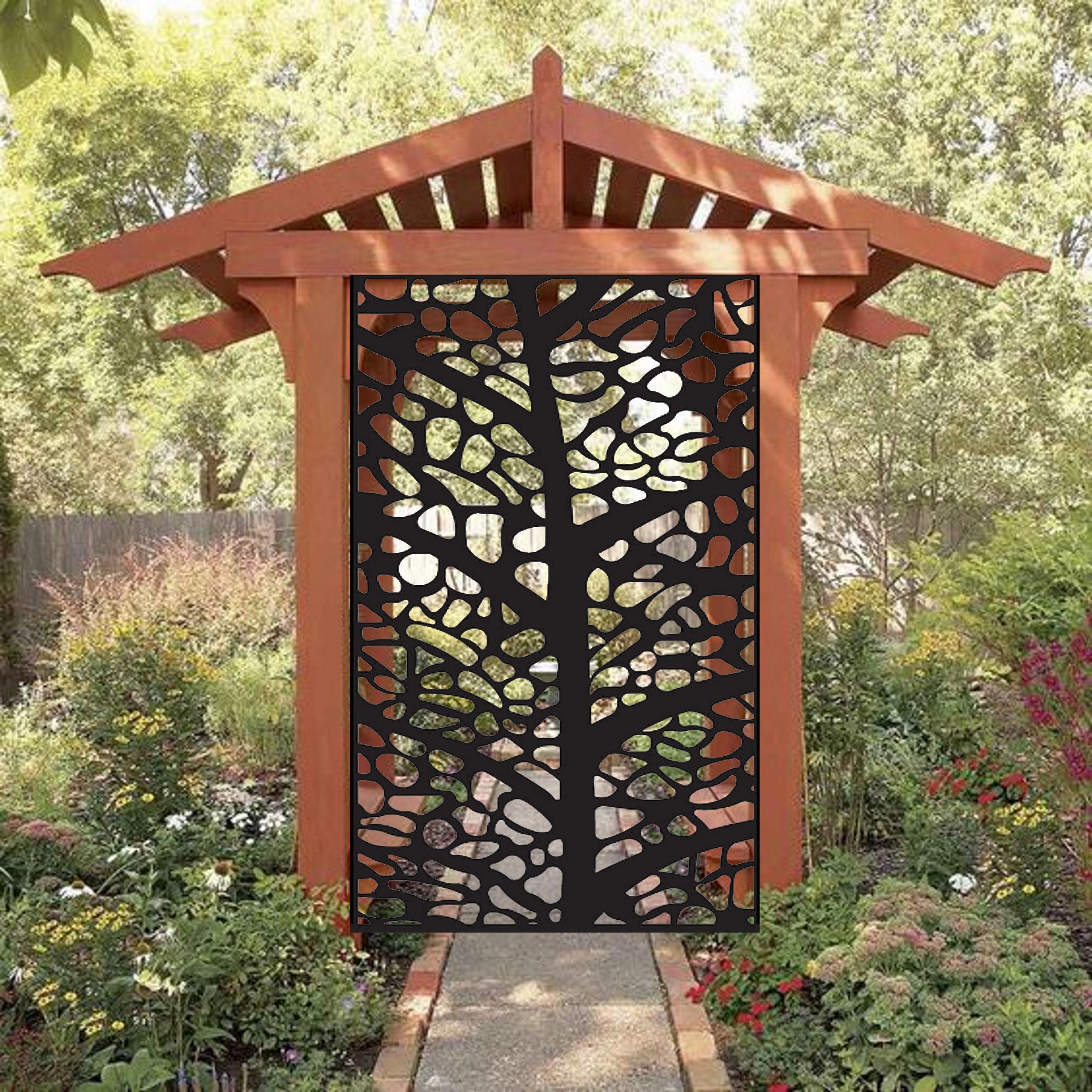 Metal Privacy Screen Decorative Panel Outdoor Garden Fence Art | Etsy