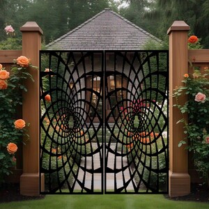 Artistic Metal Garden Gate With Geometric Design – Handcrafted Wood and ...