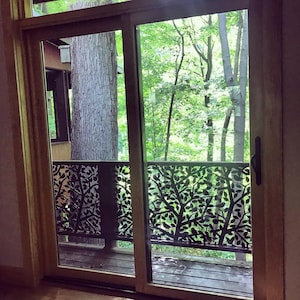 Steel Railing Panel Insert: Trees, Leaves, Birds - 54''x36'' Metal Art ...