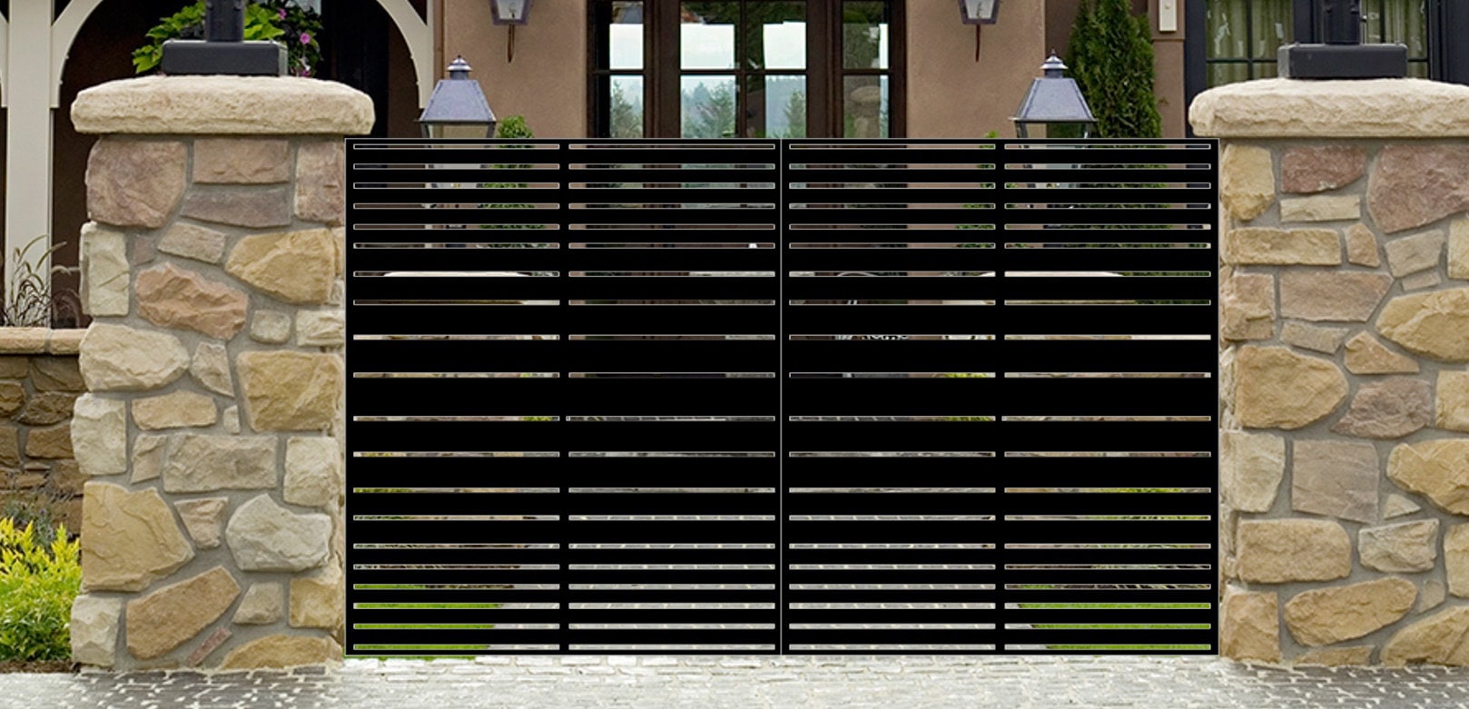 Modern Metal Garden Gate | Steel & Wood Pedestrian Entry | Decorative ...