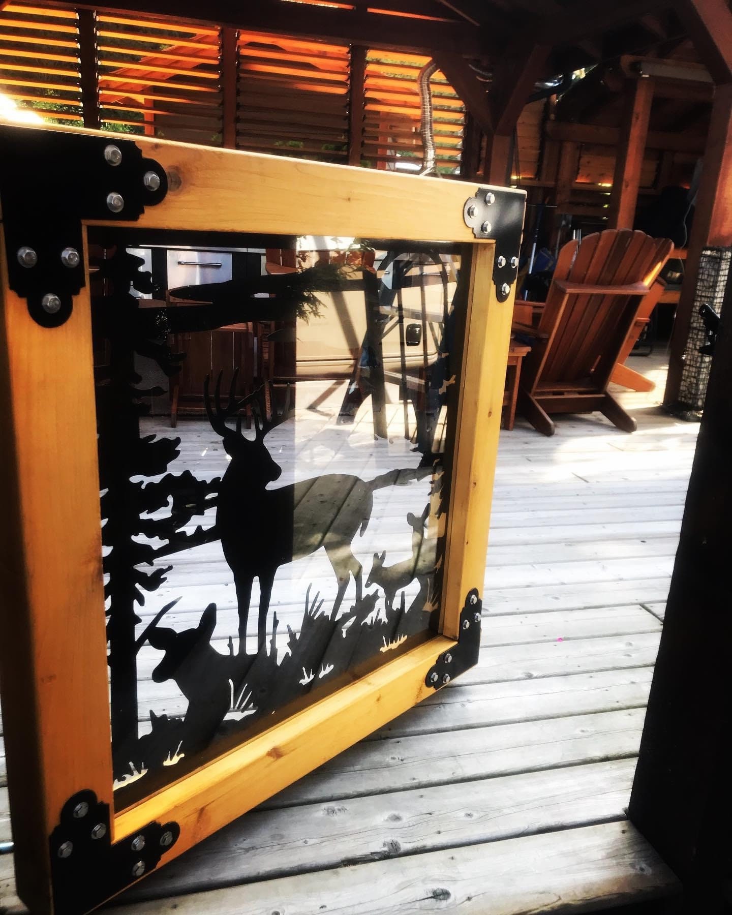 Deer Metal Gate Made With Wood Frame | Custom Driveway Gates - Etsy