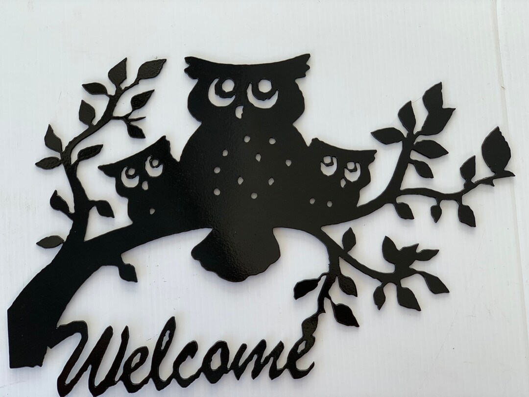 Owl Welcome Metal Wall Signs Owl Wall Metal Art - Etsy Canada
