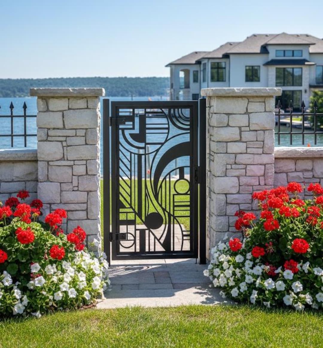 Handcrafted Modern Garden Gate | Steel & Wood Frame | Geometric ...