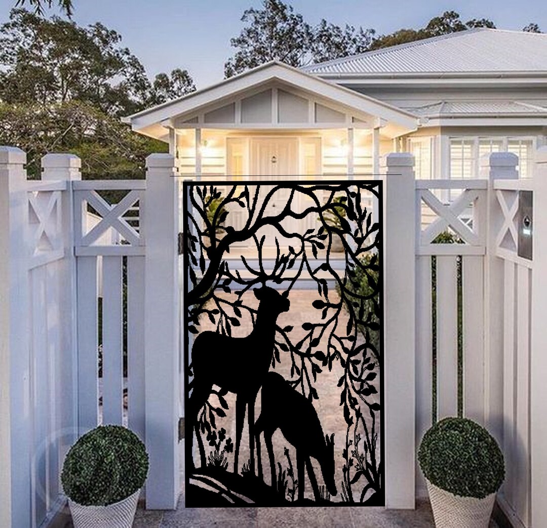 Custom Made-to-order Metal Deer Gate | Decorative Steel Garden Entryway ...