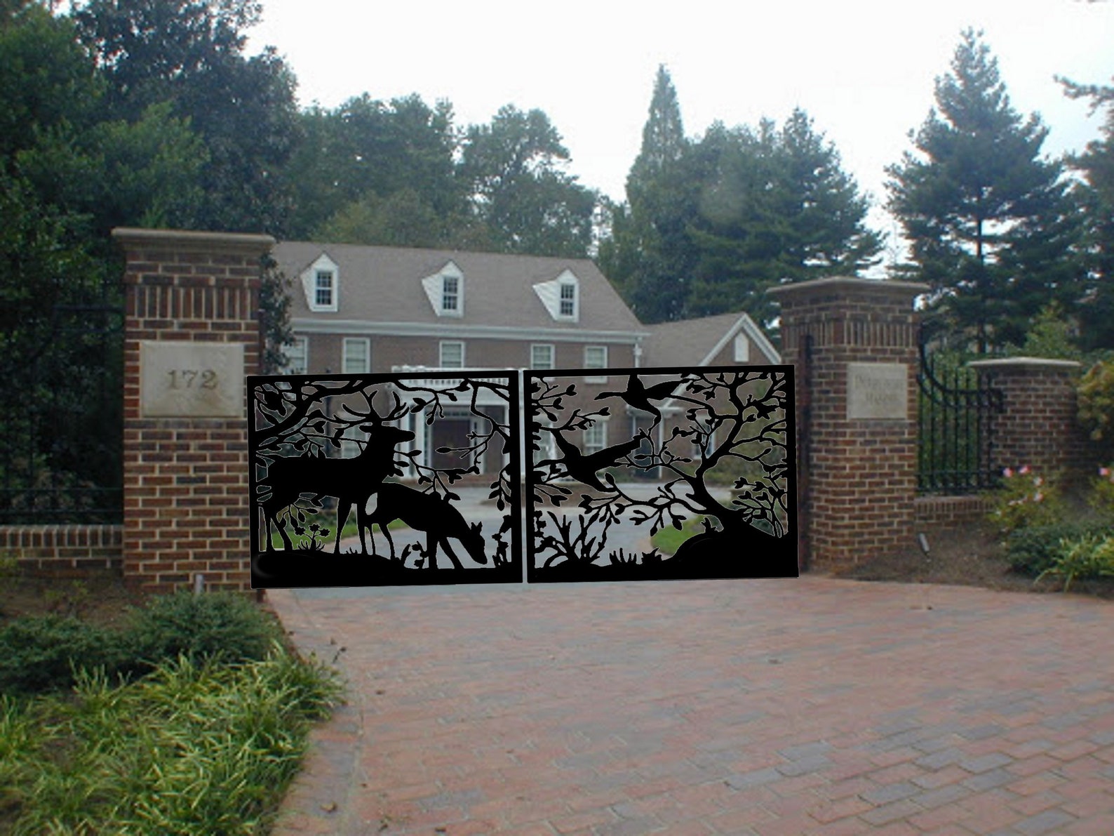 Custom Metal Garden Gate: Modern Deer Design, Steel & Wood - Etsy