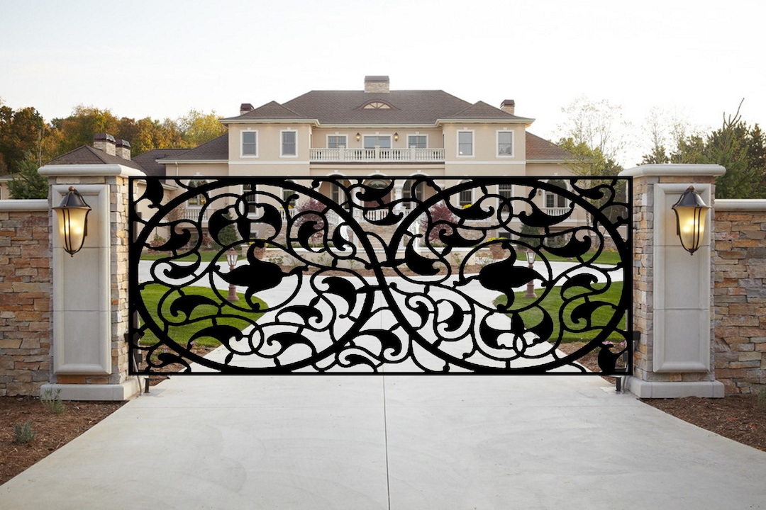 Metal Garden Gate: Driveway or Pedestrian Entry, Custom Steel & Wood - Etsy