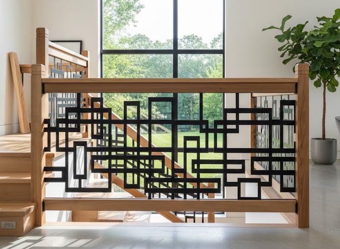 Custom Metal Stair Railing Insert - Modern Geometric Panel P95 - Etsy
