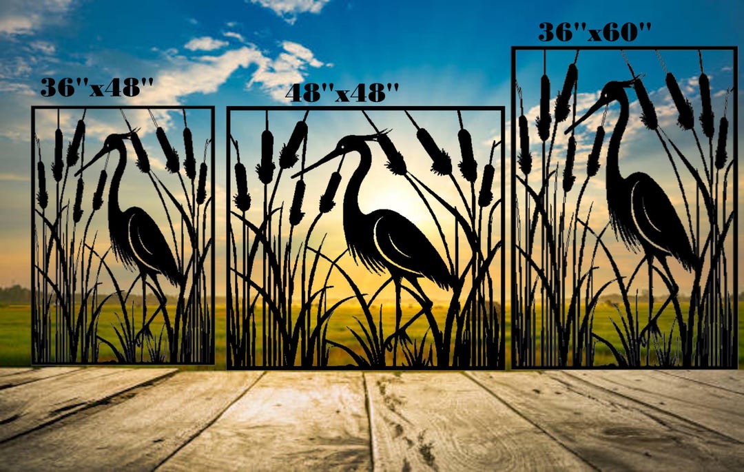 Heron and Bull Rushes Metal Gate | Decorative Garden Gate With Heron ...