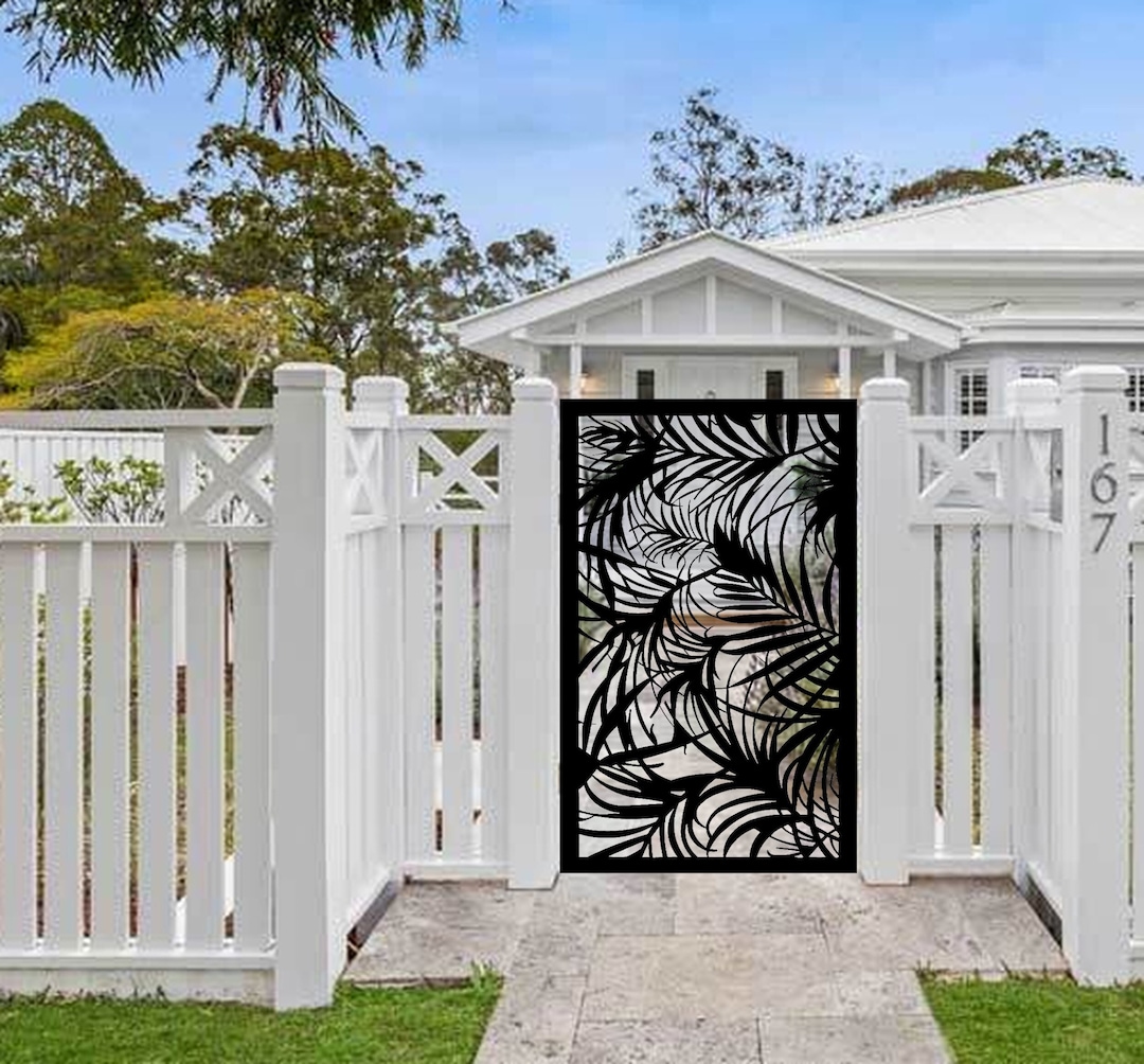 Palm Tree Metal Garden Gate: Steel Privacy Panel - Etsy