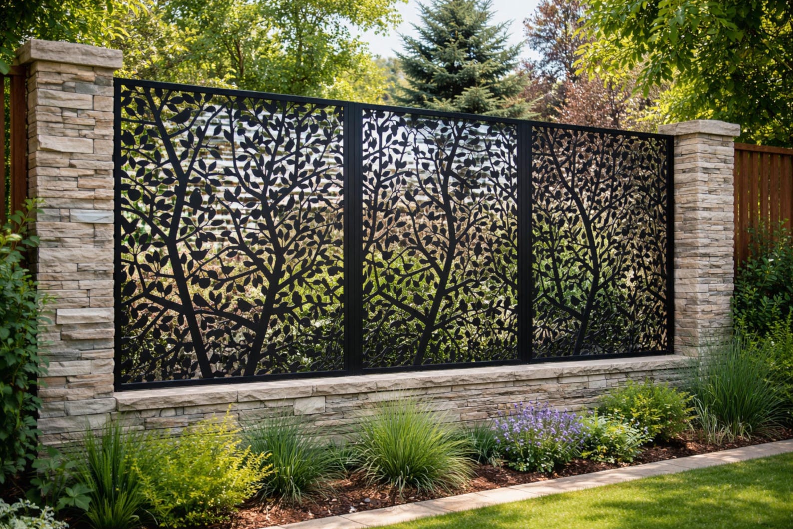 Metal Privacy Screen With Birds | Decorative Steel Panel - Etsy