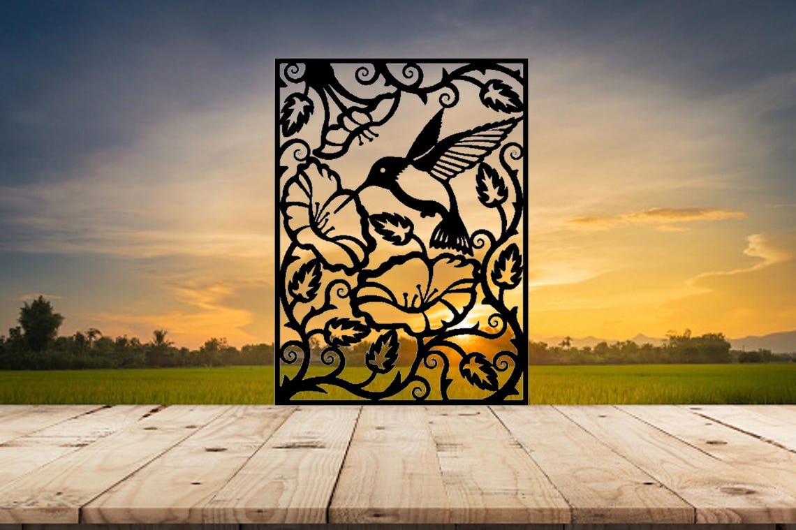 Hummingbird Metal Screen Panel / Outdoor Privacy Screen / Steel Wall ...