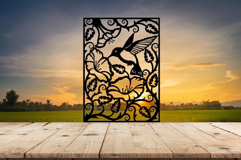 Hummingbird Metal Screen Panel / Outdoor Privacy Screen / Steel Wall ...