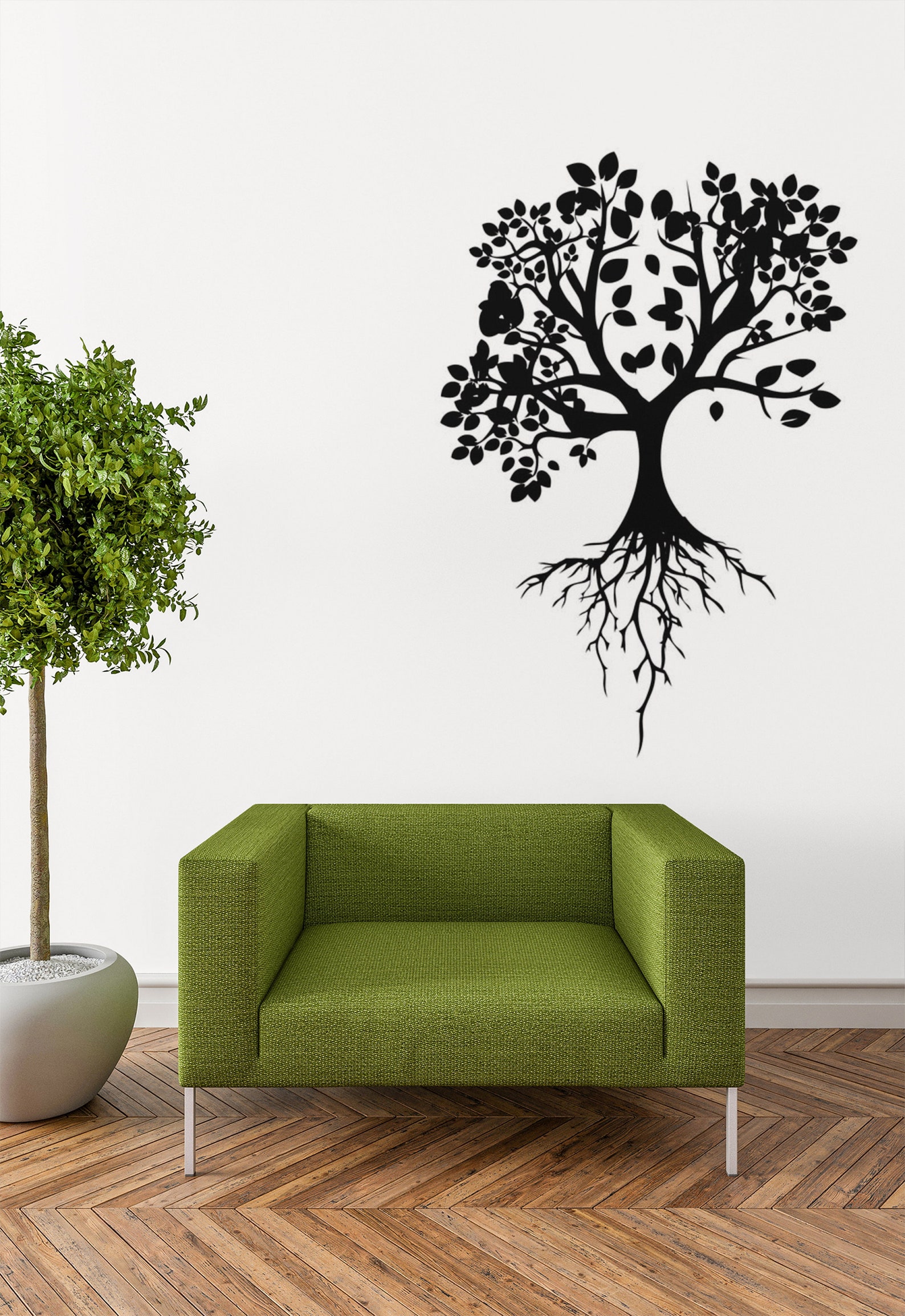 Tree With Roots Metal Wall Art Decorate Your Home Walls | Etsy