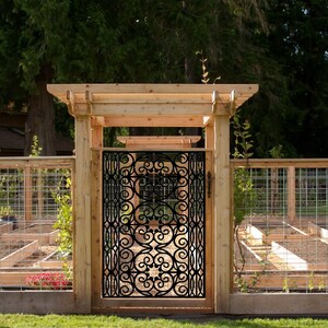 Metal Garden Gate: Steel Privacy Panel, Wood Frame - Etsy