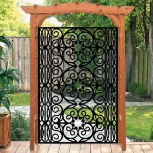 Metal Garden Gate: Steel Privacy Panel, Wood Frame - Etsy