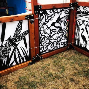 Hummingbird Metal Garden Gate: Custom Wood Frame Entry - Etsy