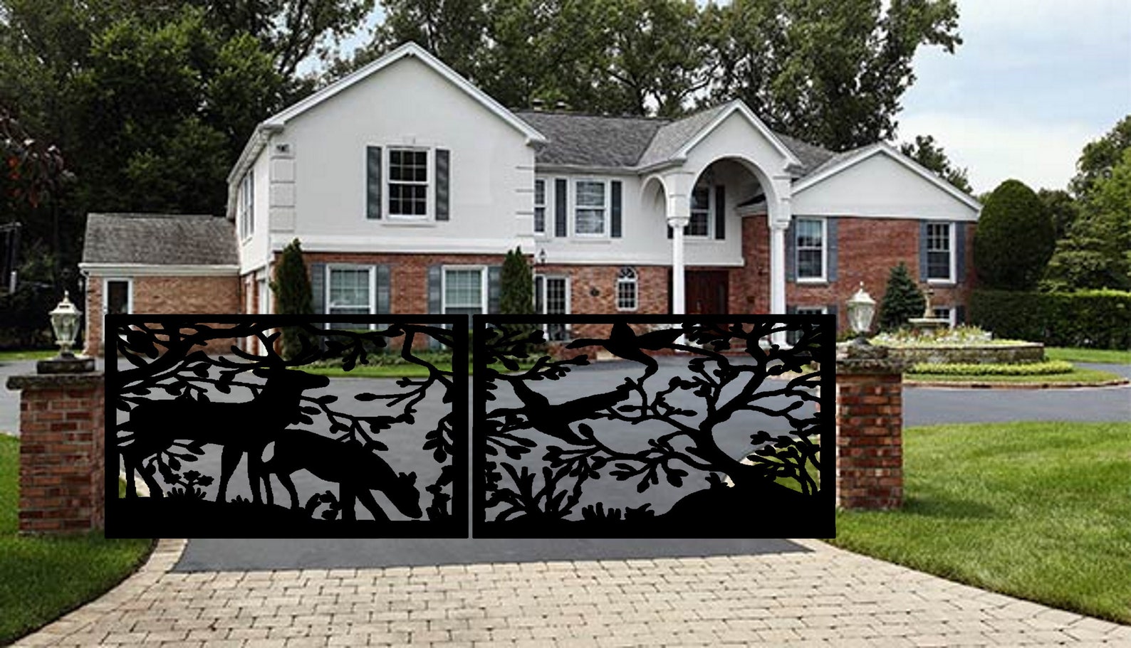 Custom Metal Garden Gate: Modern Deer Design, Steel & Wood - Etsy