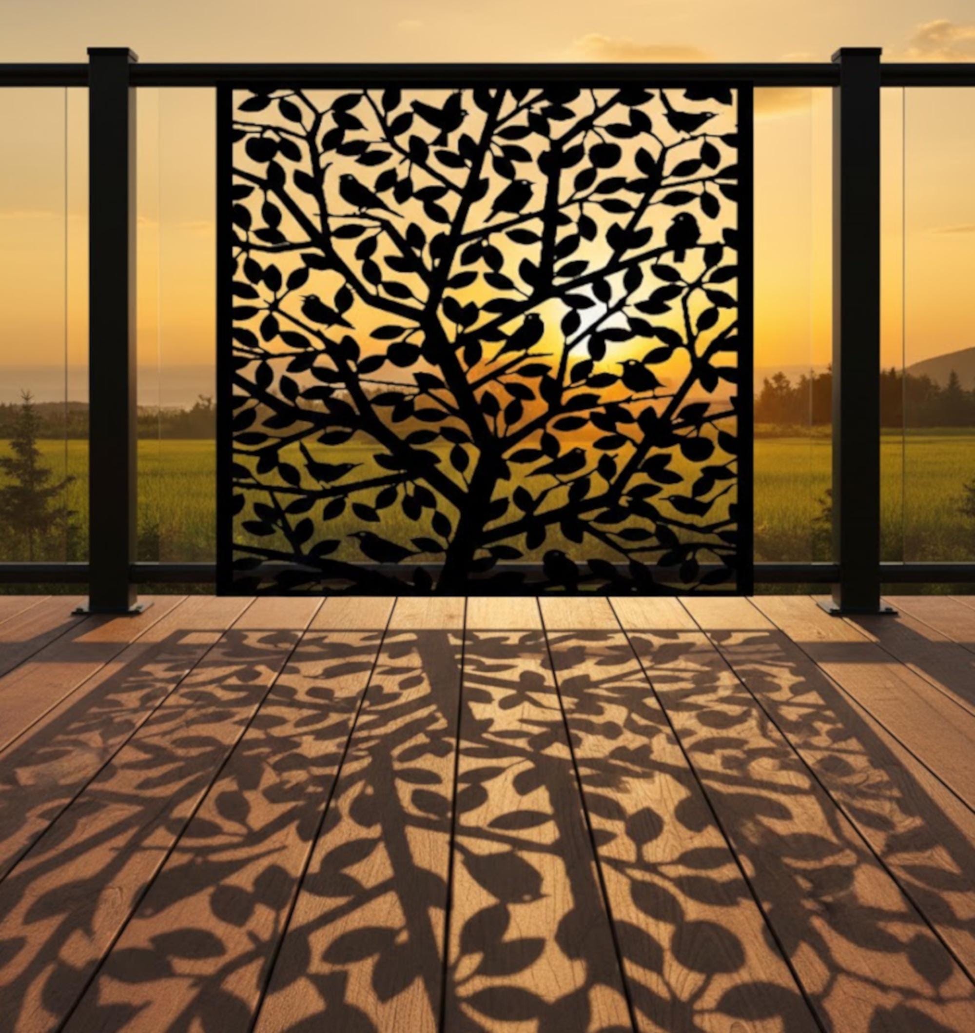 Decorative Panel With Birds & Trees / Privacy Screen / Garden Art - Etsy