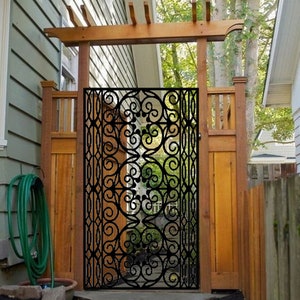Metal Garden Gate: Steel Privacy Panel, Wood Frame - Etsy