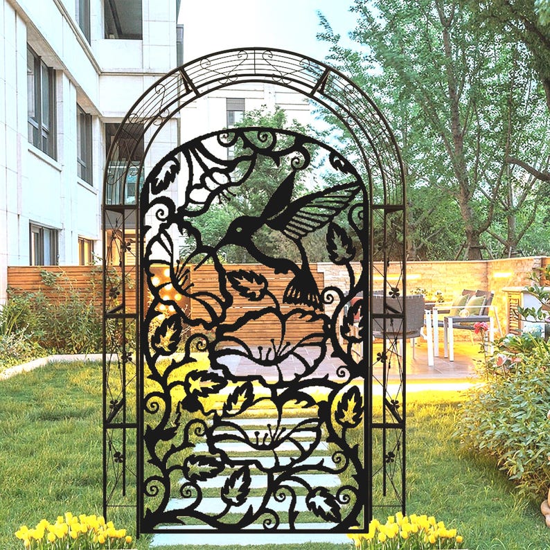 Hummingbird Metal Garden Gate I Plasma Cut Steel Outdoor Entry - Etsy