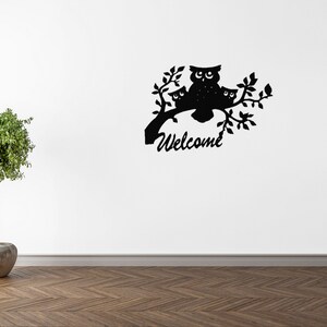 Owl Welcome Metal Wall Signs Owl Wall Metal Art - Etsy Canada