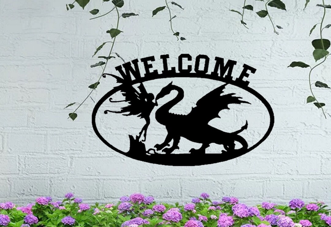 Dragon Welcome Sign I Metal Wall Art Decori - Etsy