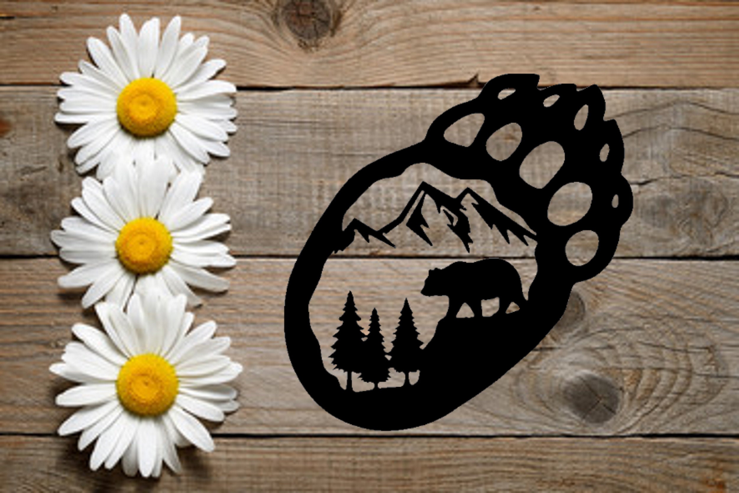 Bear Claw Sign Metal Bear Paw Metal Bear Track with Bear | Etsy