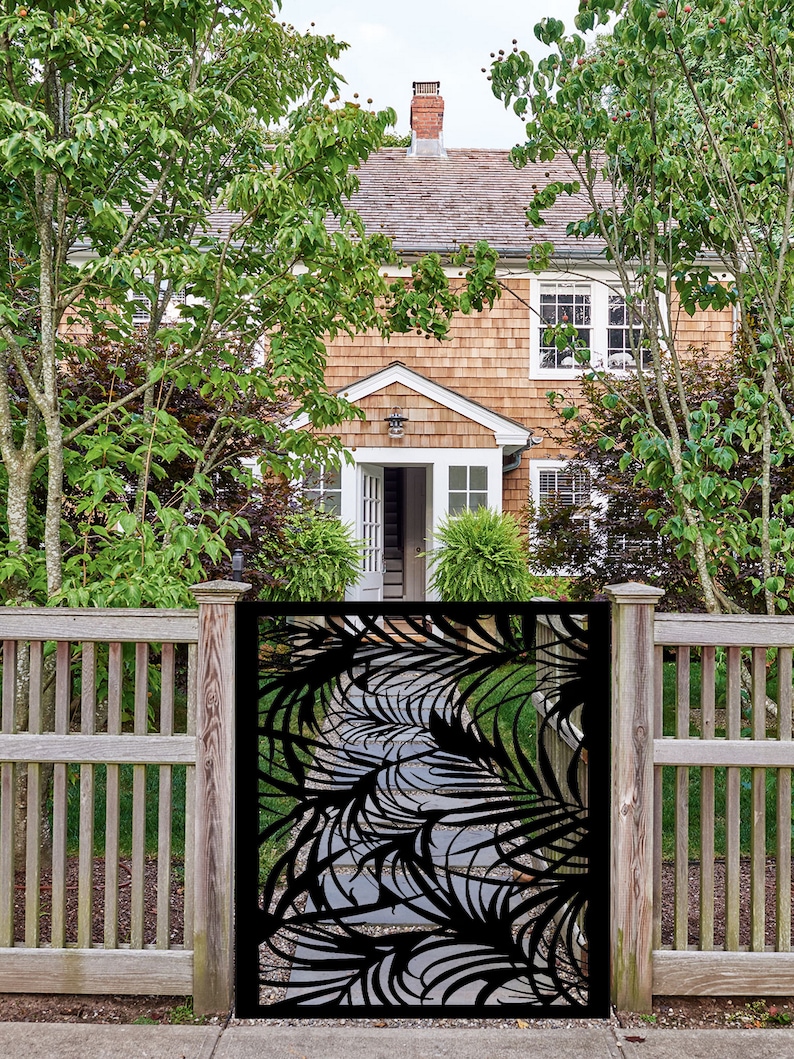 Palm Tree Metal Garden Gate: Steel Privacy Panel - Etsy