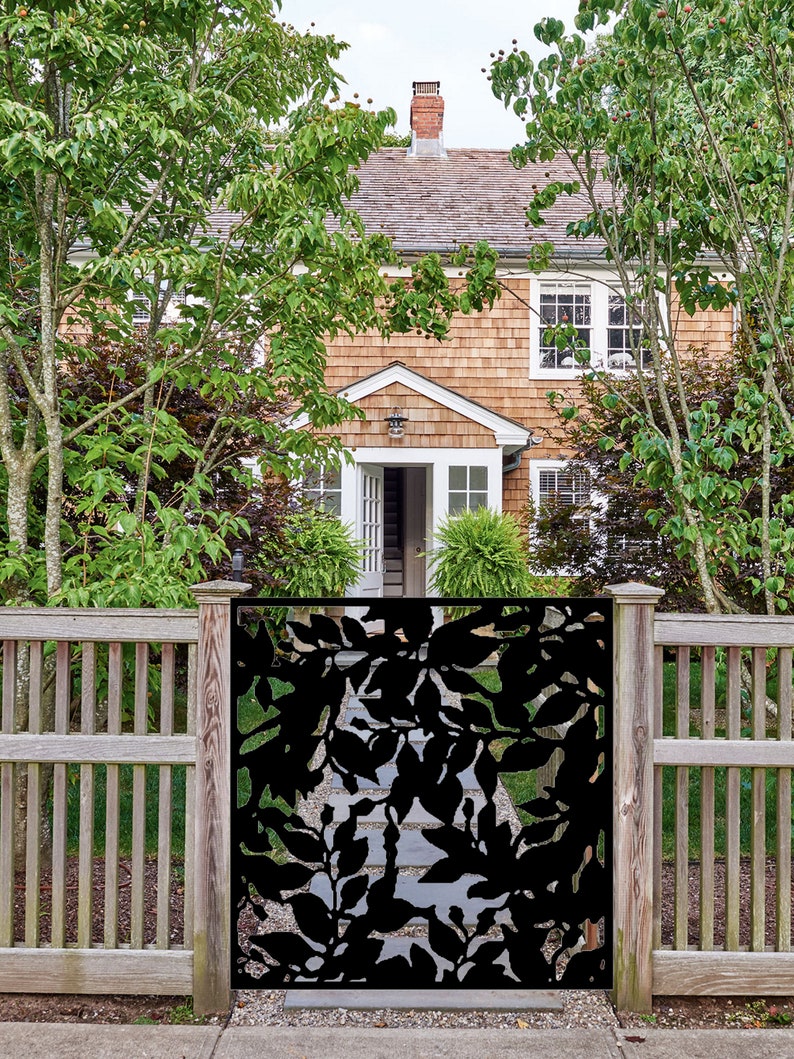 Custom Metal Garden Gate With Wood Frame, Privacy Panel - Etsy