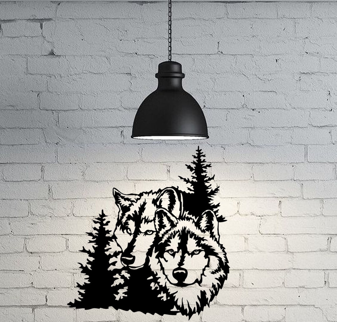 Wolf Trees Mountain Metal Wall Art | Wildlife Home Decor | Wildlife ...