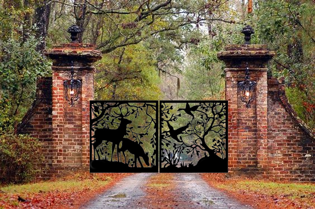 Custom Metal Garden Gate: Modern Deer Design, Steel & Wood - Etsy