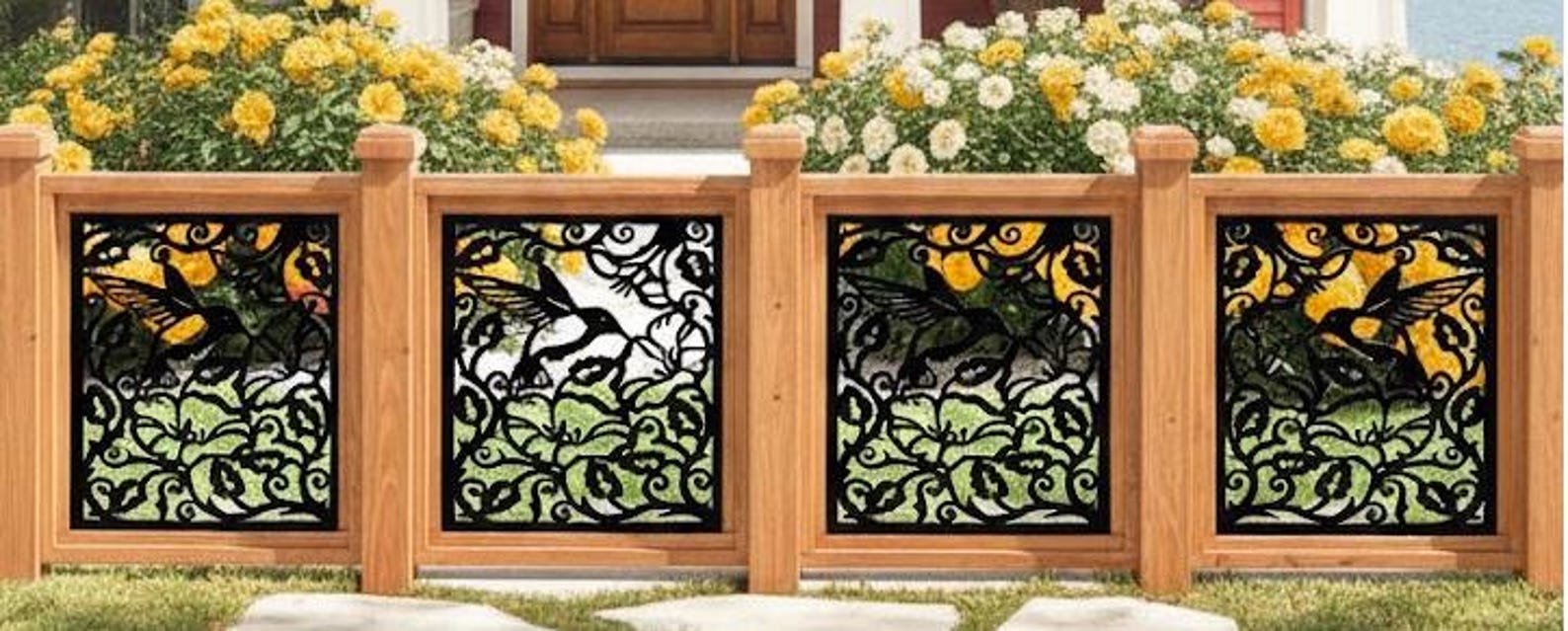 Metal Hummingbird Decorative Panel | Garden Gate Insert | Railing or ...