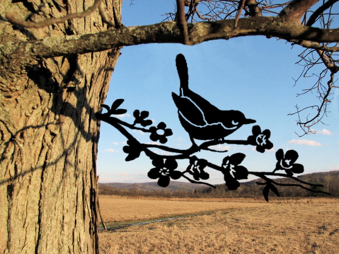 Metal Bird Tree Art: Black Nuthatch Garden Steel - Etsy