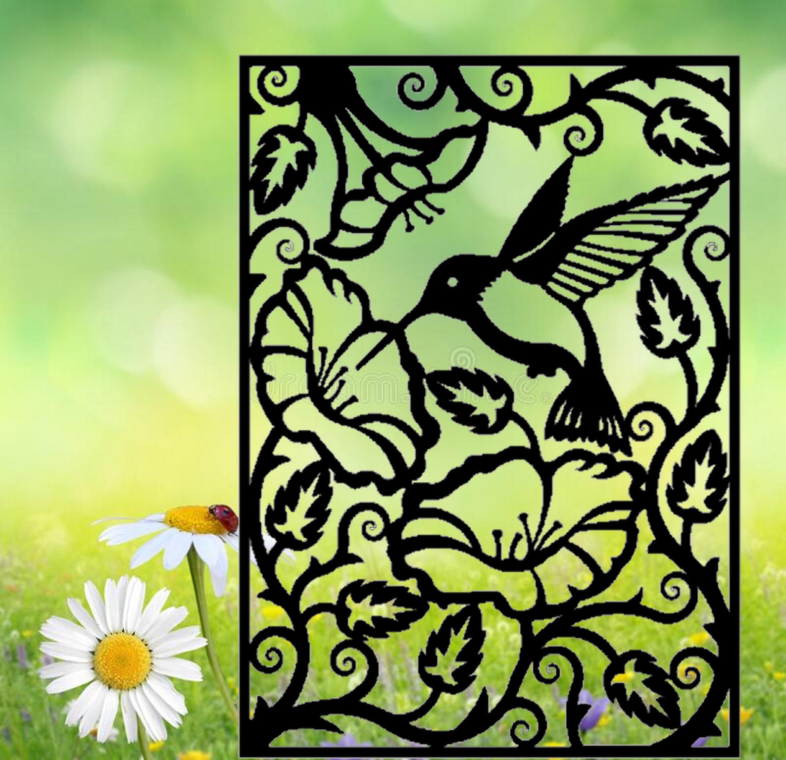 Hummingbird Metal Screen Panel / Outdoor Privacy Screen / Steel Wall ...