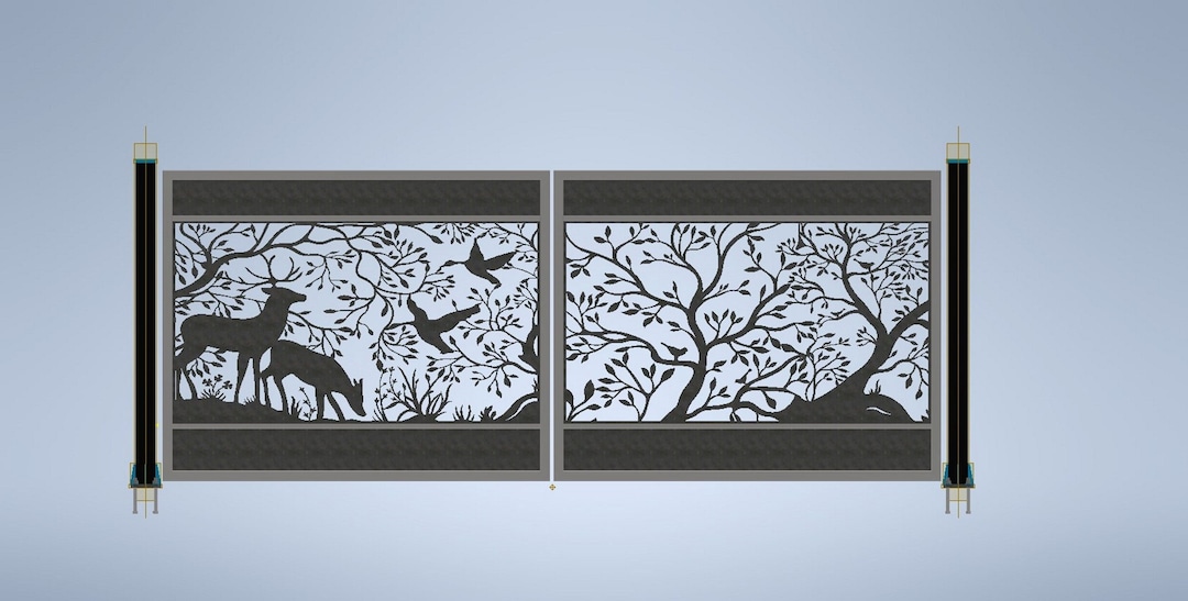 Deer Scene Metal Driveway Gate: Custom Entry Gates - Etsy