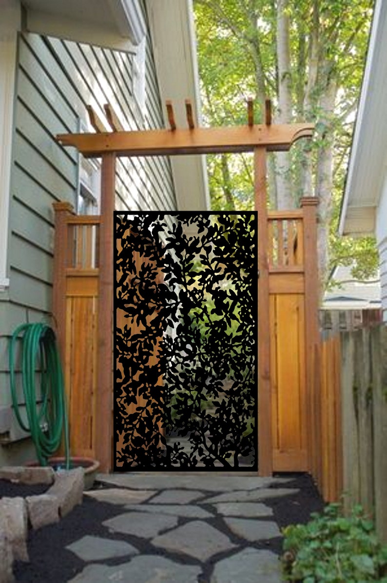 Buy Metal Garden Gate: Steel Privacy Panel, Wood Frame Entry Gate ...