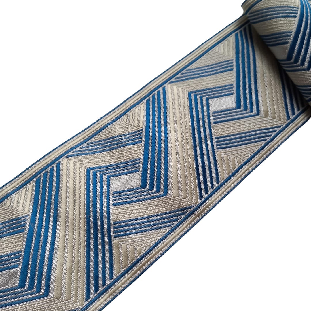 Chevron Curtain Fabric Trim Blue for Drapery by the Yard, Upholstery ...