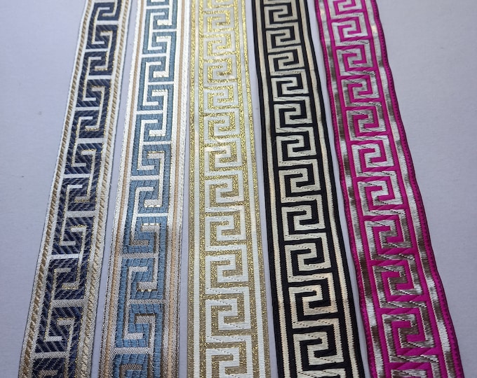 Old World Gold Embroidered Greek Key Tape Trim Flat Braid Gold Tape ...