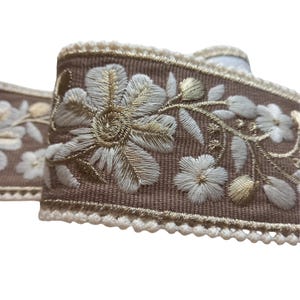 Tan Floral Curtain Trim for Drapery Yard, 2 1/2" 60mm Embroidered ...