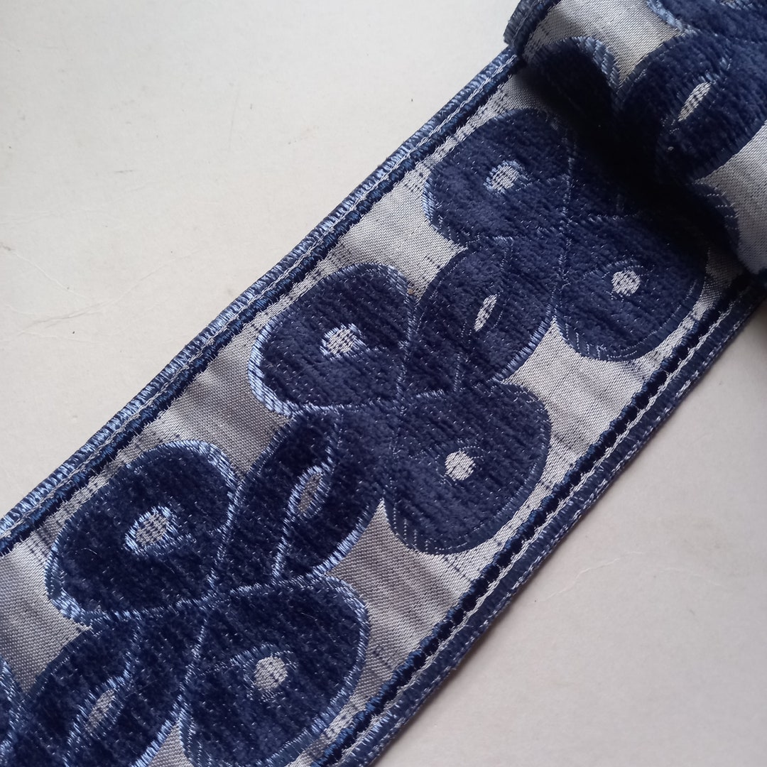 Navy Blue Celtic Fabric Trim for Curtain Drapery by the Yard ...