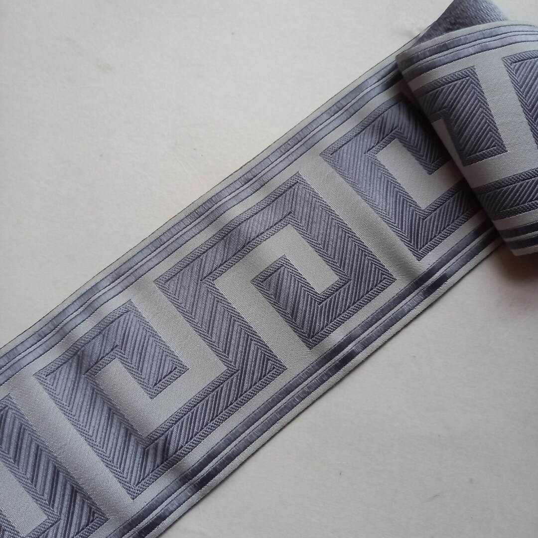 Curtain Trim Gray Greek for Drapery, Greece Key Fabric Trimming Ribbon ...
