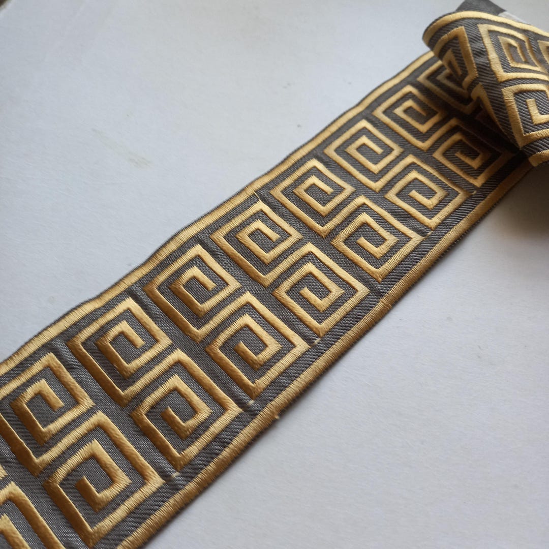 Gold Greek Tile Fabric Trim for Curtain Drapery by the Yard 2 3/4" 70mm ...