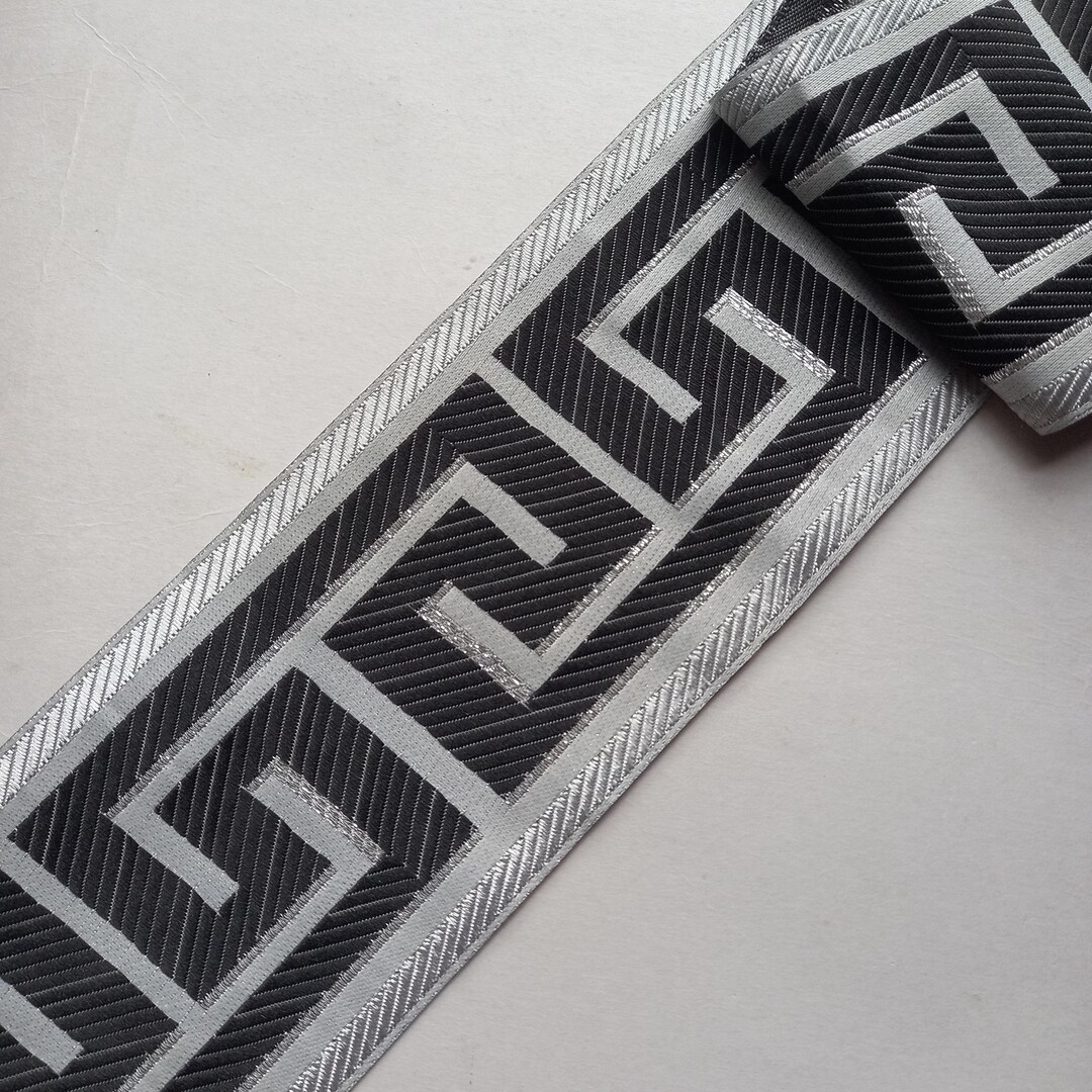 Greek Black Silver Trim for Curtains Drapery Yard, Fabric Upholstery ...