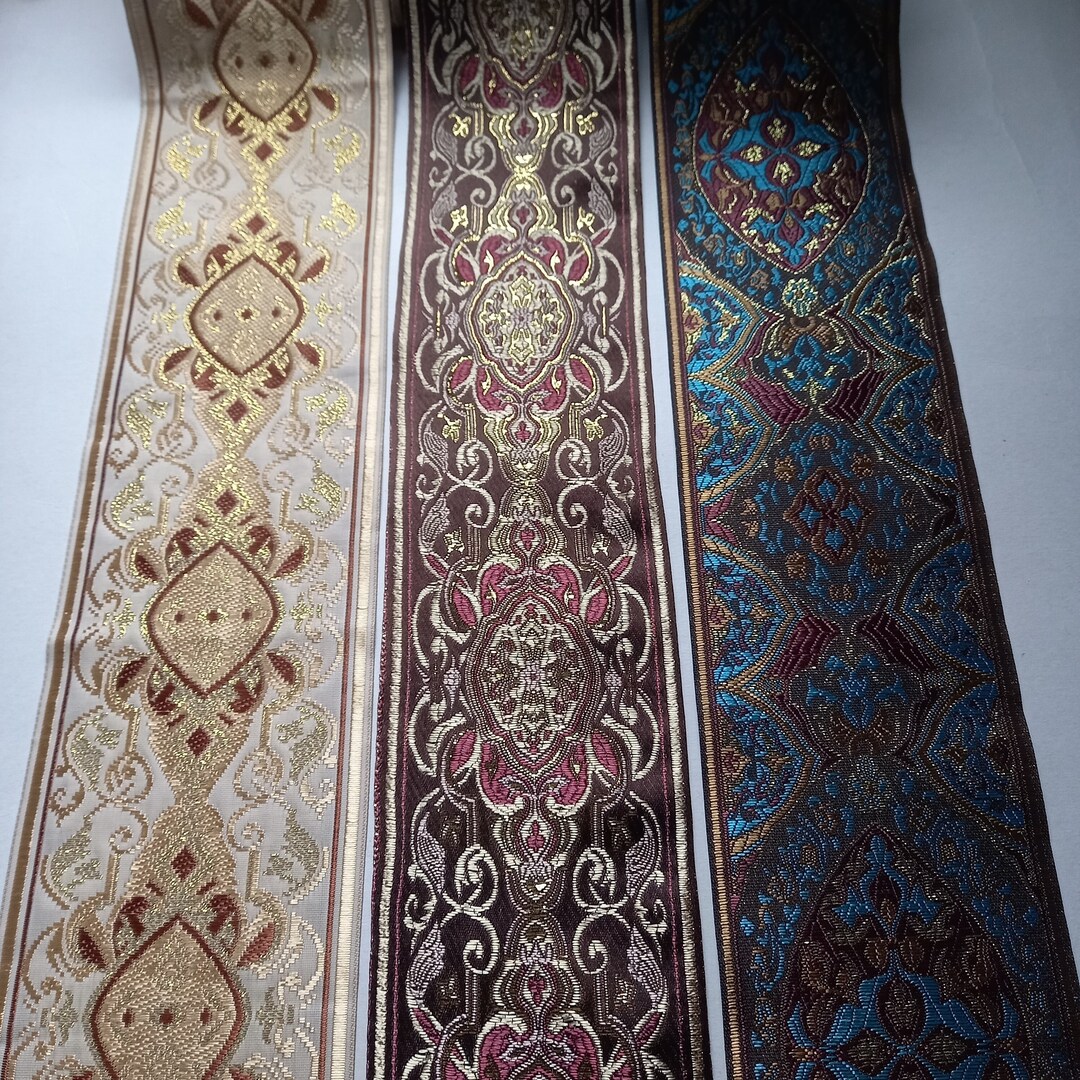 Jacquard Trim Embroidered, Vintage Jaquard Brocade Trim, Renaissance ...