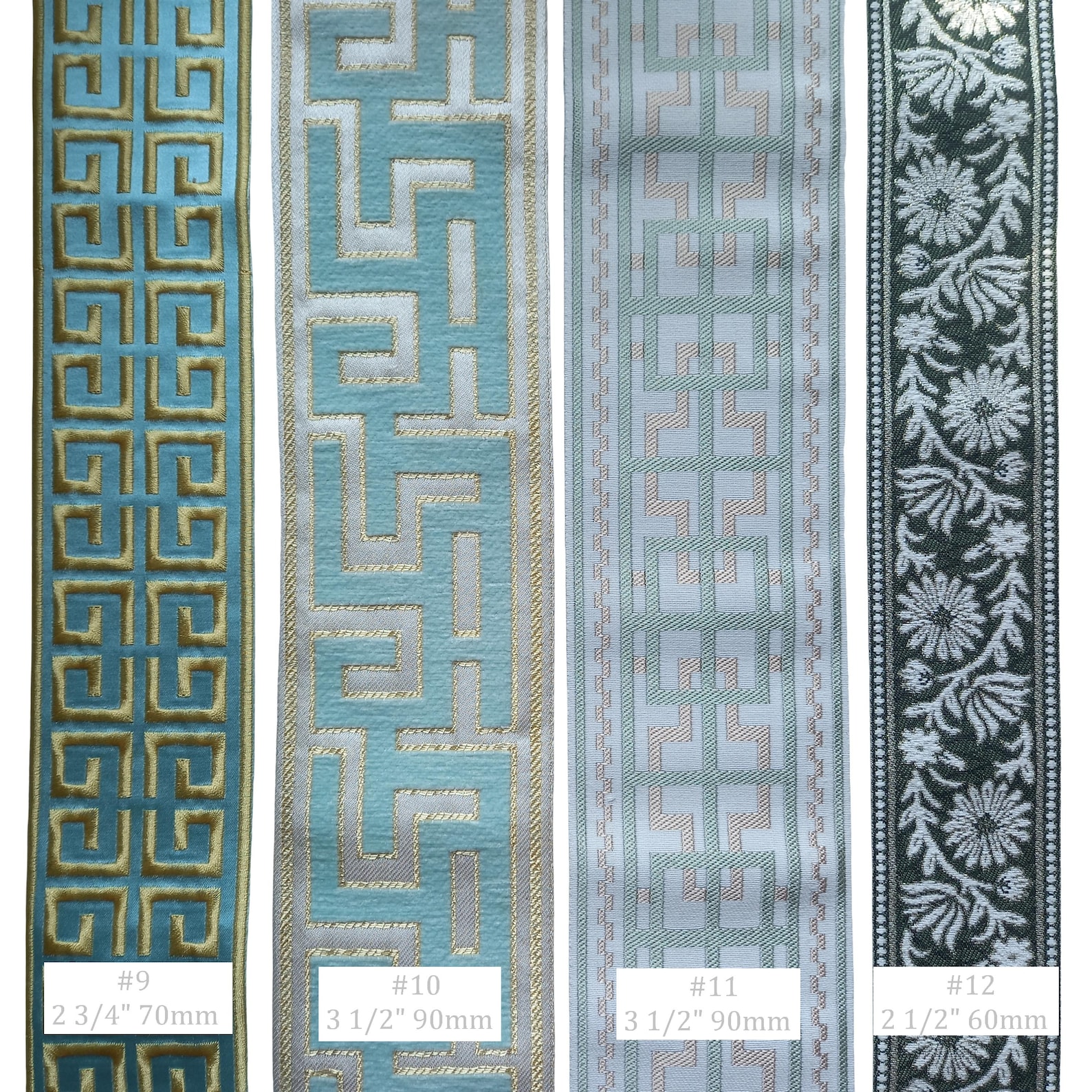 Green Drapery Trim Tape 2 1/2 - 3 1/2 Inch, Wide Curtain Border Edging ...