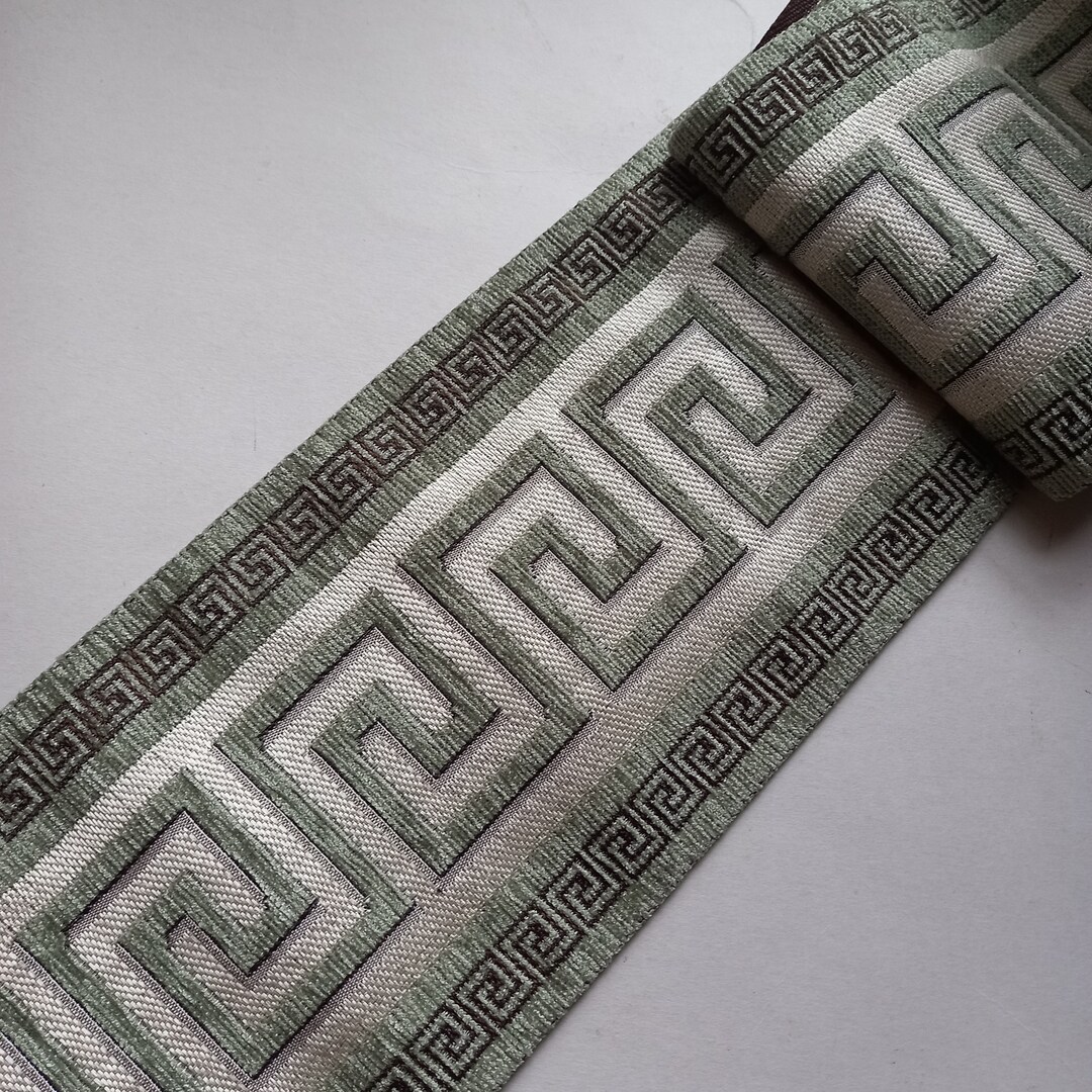 4 3/4 " Fabric Trim Grey Greek Key for Curtain Drapery Drape, Extra ...